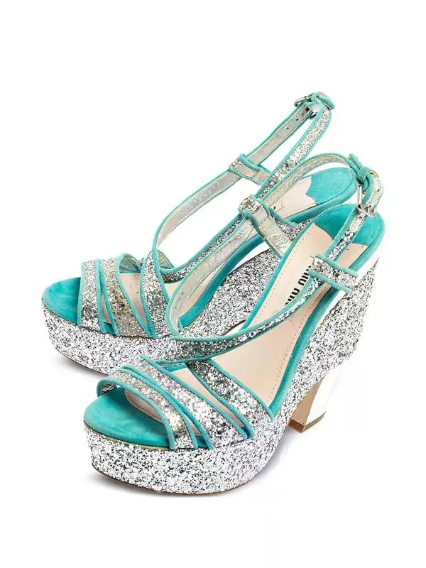 Miu Miu 135mm Glitter-embellished Suede Sandals
