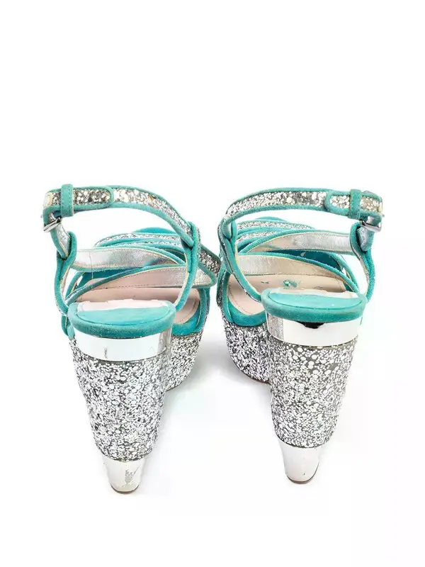 Miu Miu 135mm Glitter-embellished Suede Sandals