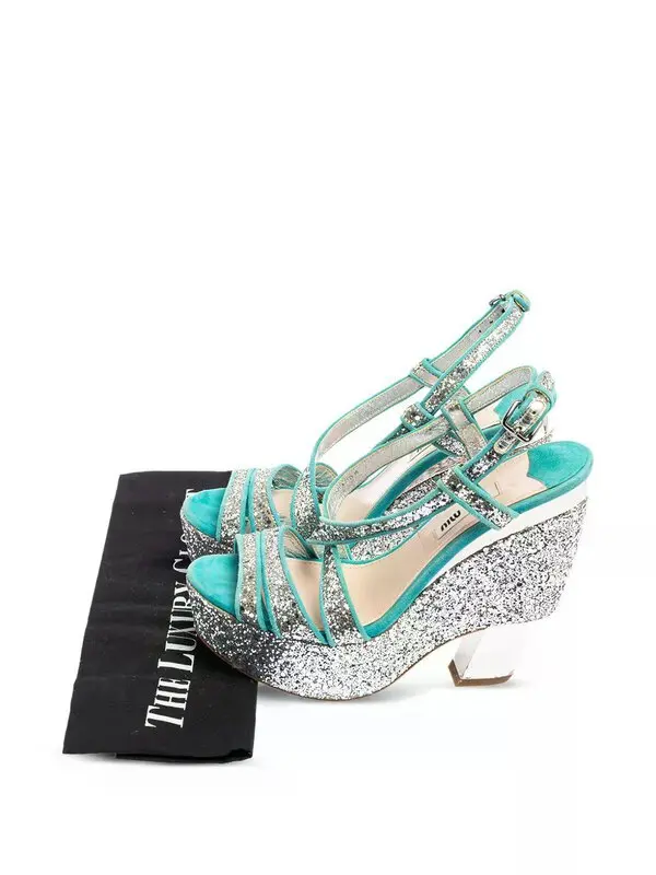 Miu Miu 135mm Glitter-embellished Suede Sandals