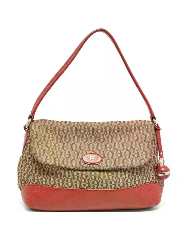 AIGNER Monogram Canvas Shoulder Bag