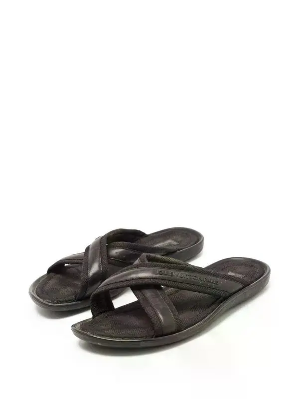 LOUIS VUITTON Logo-embossed Leather Sandals