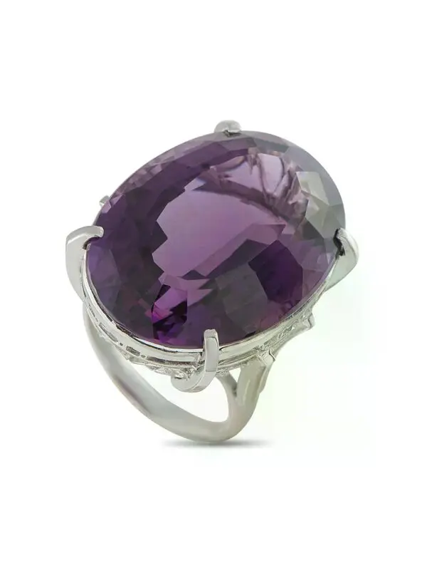 LB EXCLUSIVE Platinum Amethyst Cocktail Ring - Silver