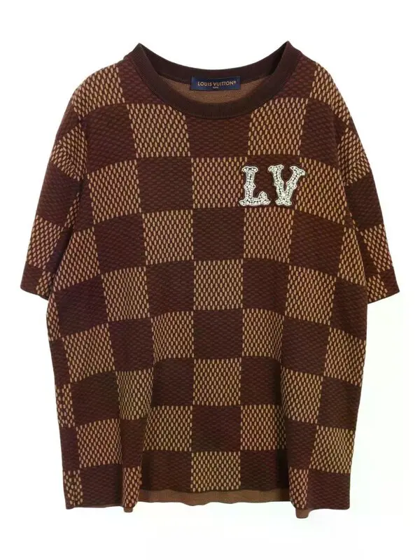 LOUIS VUITTON 2010s Damier Ebène-pattern T-shirt