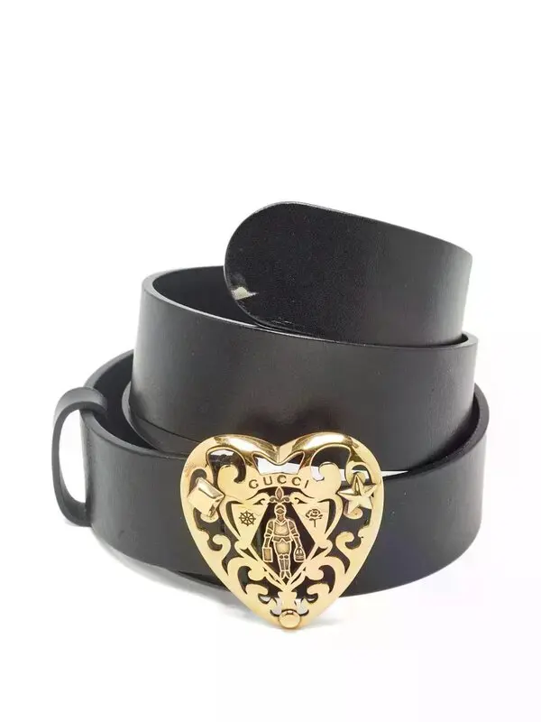 Gucci Heart-buckle Leather Belt - Black