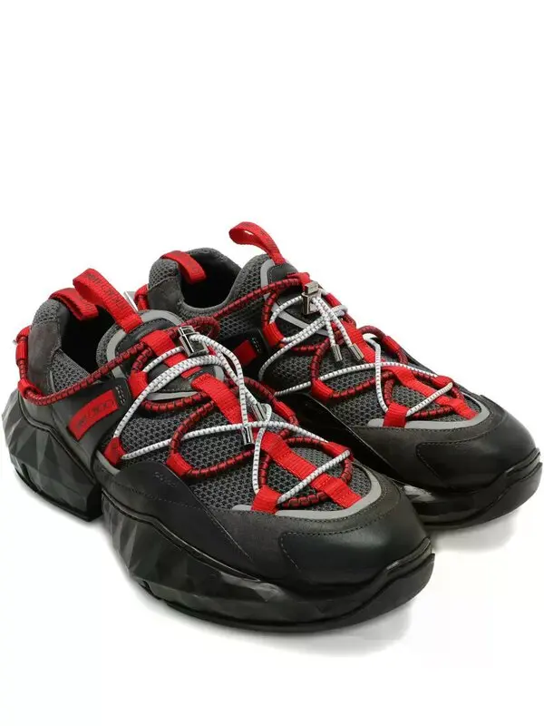 JIMMY CHOO Leather Mesh Low-top Sneakers