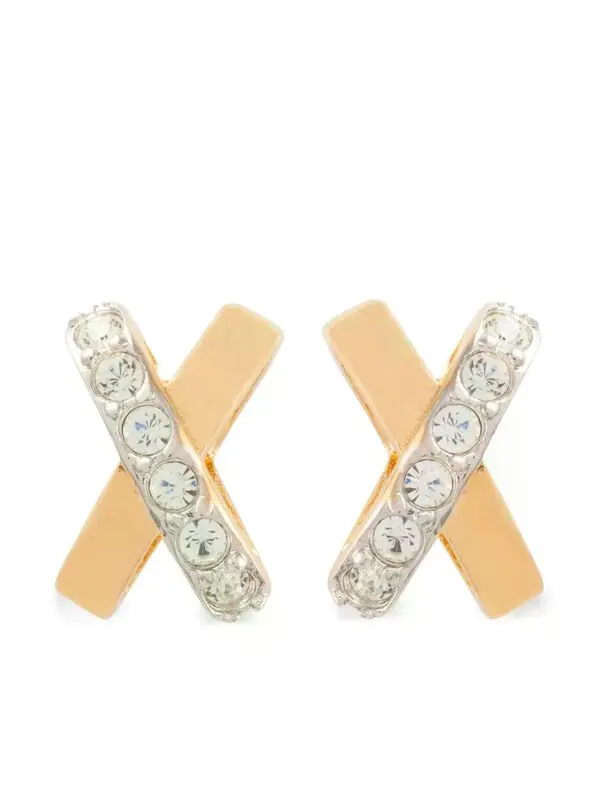 Nina Ricci 1980s Crystal-embellished Stud Earrings - Gold