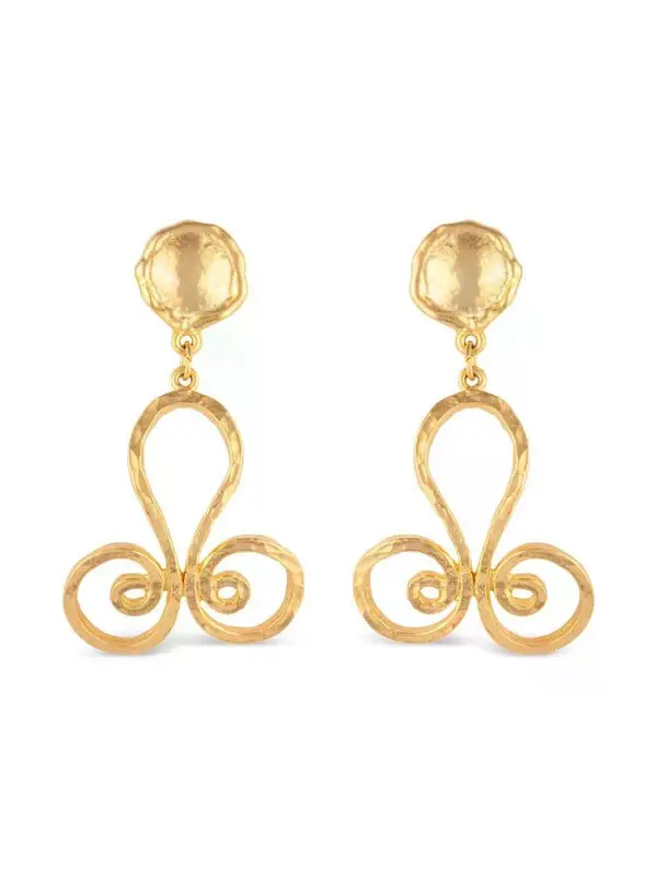 SUSAN CAPLAN 1990s Swirl Drop Earrings - Gold