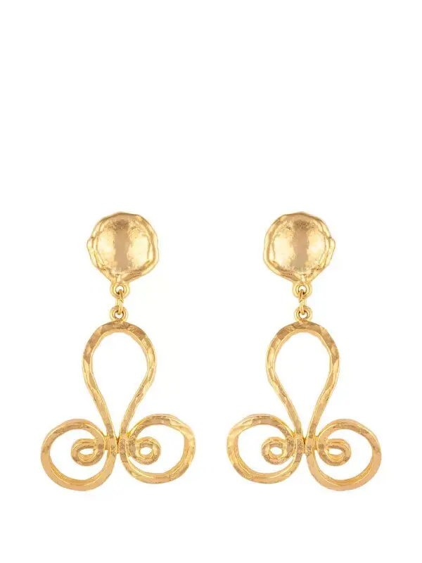 SUSAN CAPLAN 1990s Swirl Drop Earrings - Gold