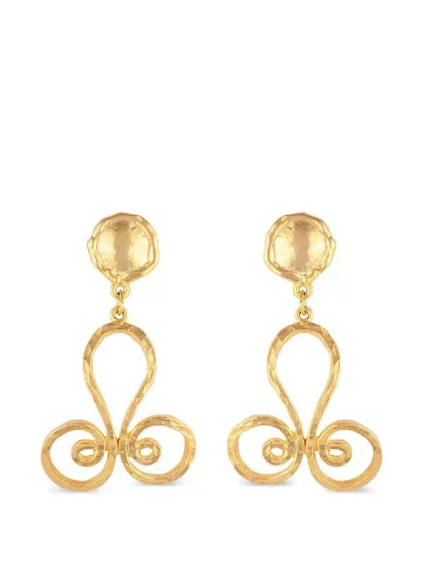 SUSAN CAPLAN 1990s Swirl-design Drop Earrings - Gold