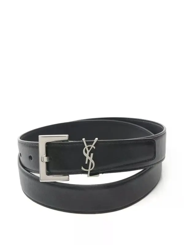Saint Laurent 2021 Cassandra Leather Belt - Black