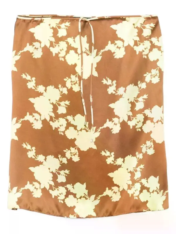 Versace Wild Roses Satin Skirt - Brown