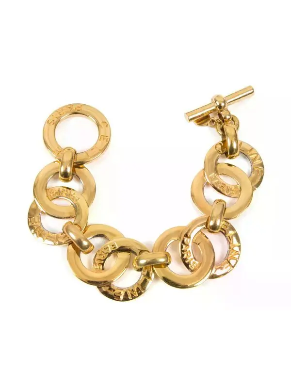 Celine 1990s Logo-engraved Chain Bracelet - Gold