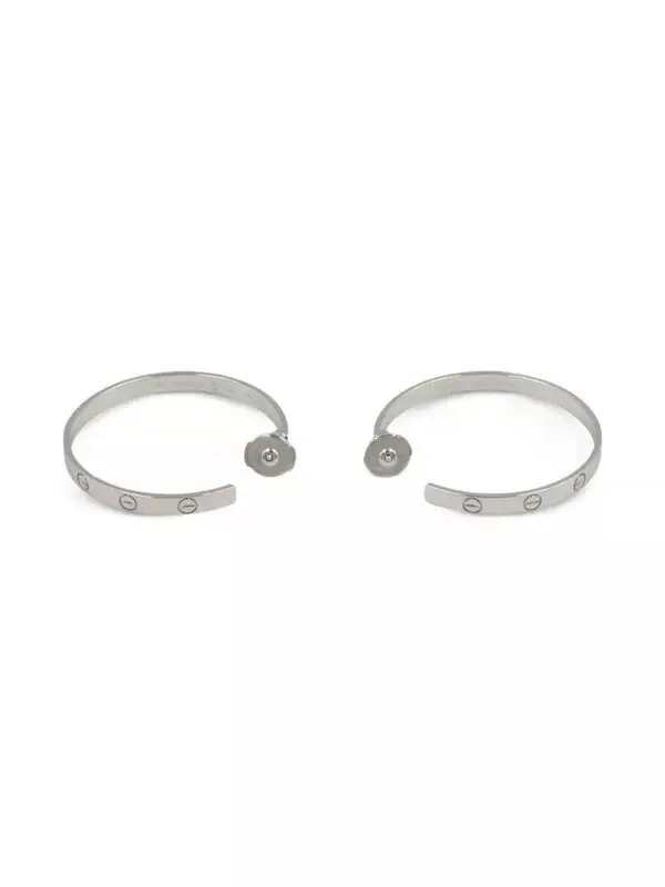 Cartier 2010s 18k White Gold Love Hoop Earrings - Silver