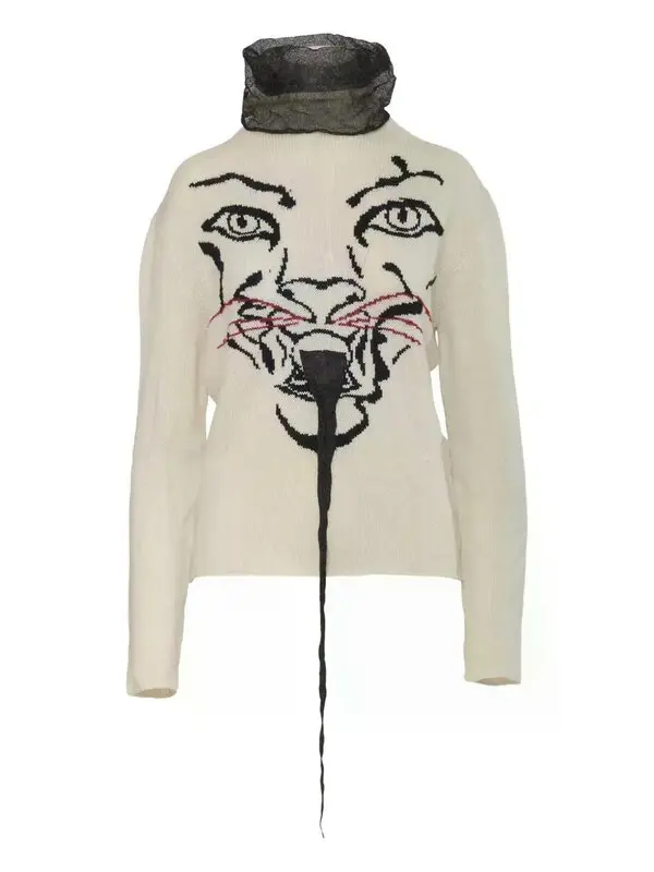 KRIZIA Tiger-embroidered Sweater