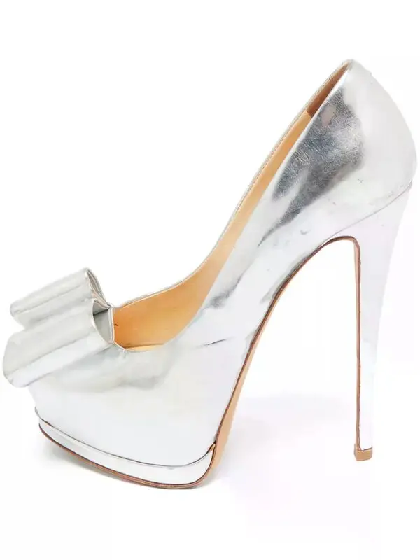 GIUSEPPE ZANOTTI 145mm Metallic Leather Platform Pumps - Silver