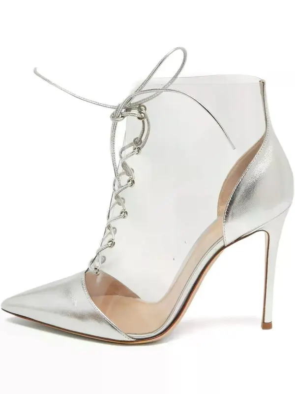 GIANVITO ROSSI 110mm Lace-up Boots - Silver