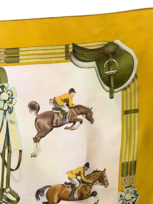 Hermès 1975 Jumping Philippe Ledoux Silk Scarf - Yellow