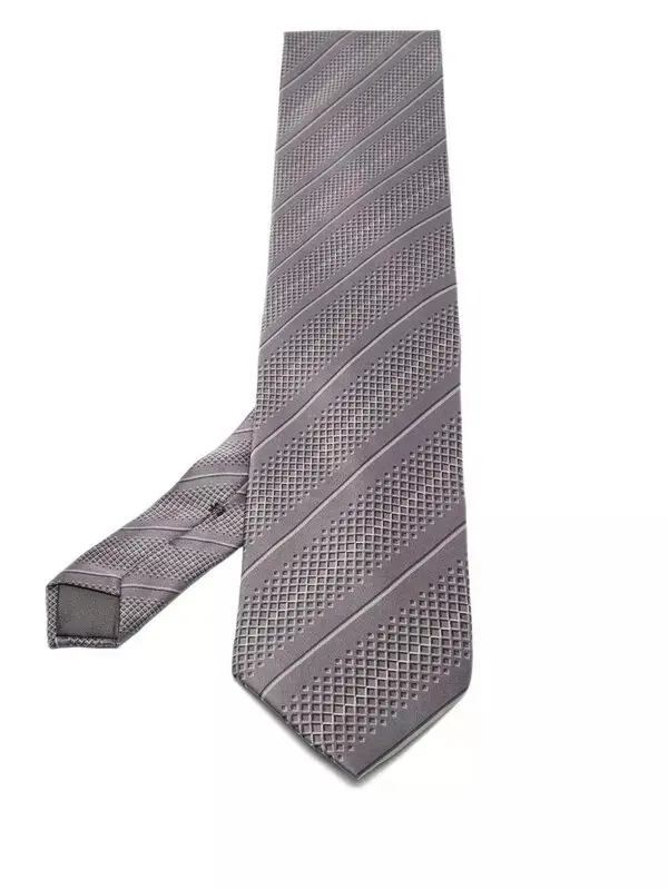 LANVIN Patterned Silk Neck Tie - Grey