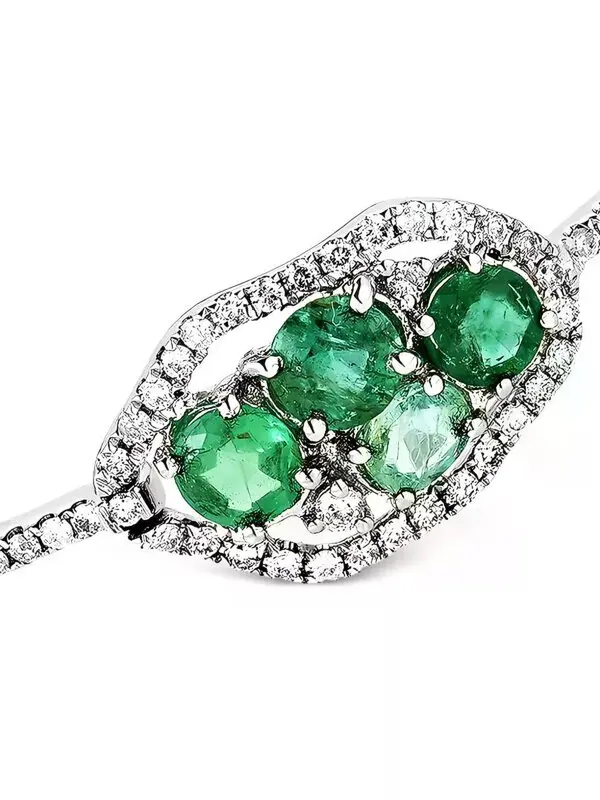 LB EXCLUSIVE 18k White Gold Diamond And Emerald Bangle