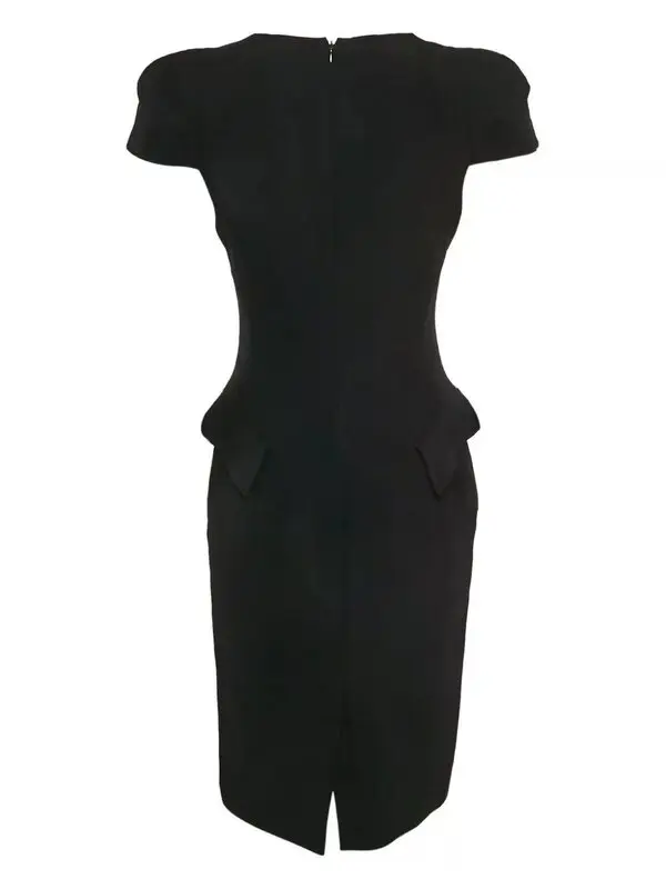 burgundy dresses to wear to a wedding Black Body-Con Dress with Peplum – soniastradiottocouture main image 1