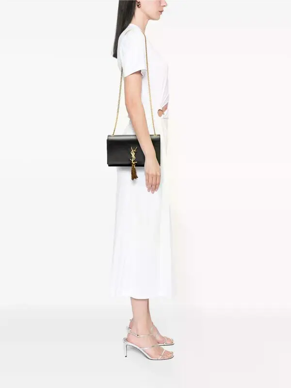 Saint Laurent 2014 Medium Monogram Kate Tassel Crossbody Bag - Black