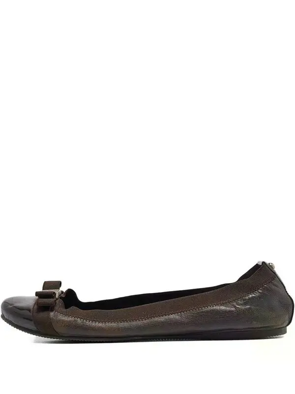 Carolina Herrera Patent-leather Bow-detail Ballet Flats - Brown