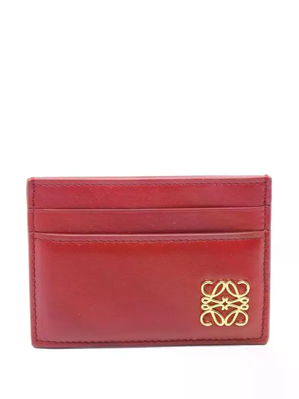 Loewe 2000-2025 Shiny Nappa Calfskin Puffer Anagram Plain Card Holder - Red