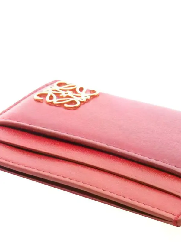 Loewe 2000-2025 Shiny Nappa Calfskin Puffer Anagram Plain Card Holder - Red