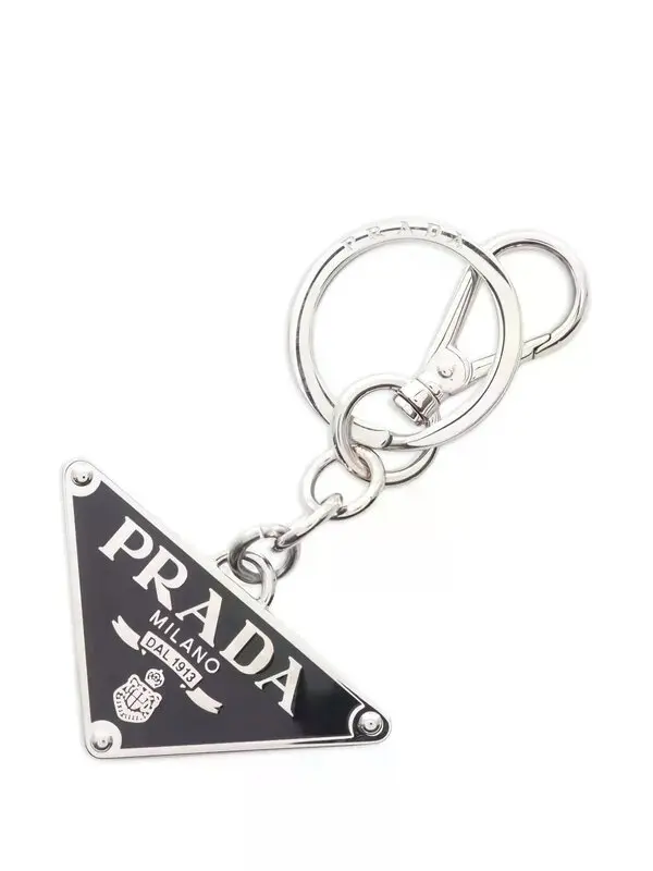 Prada Triangle Logo Keychain - Black
