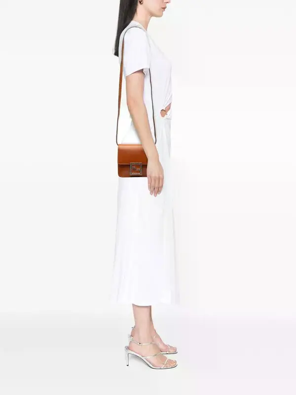 Fendi 2010-2025 Leather Crystal Fab Crossbody Bag - Brown