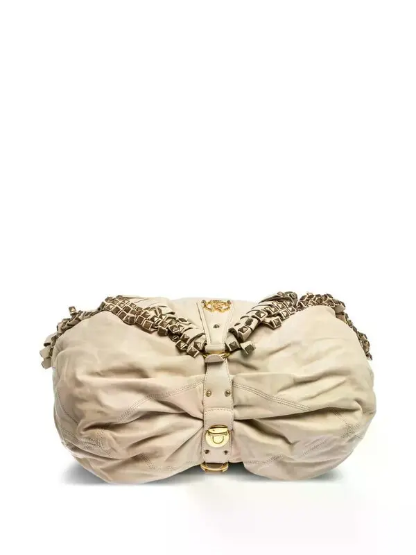Roberto Cavalli Ruched Leather Shoulder Bag