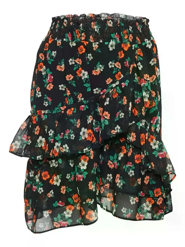 Maje Floral-print Ruffled Skirt