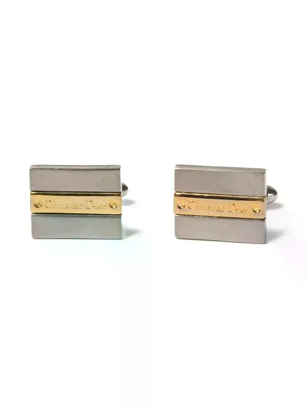 Dior 1980s Logo-engraved Cufflinks - Silver