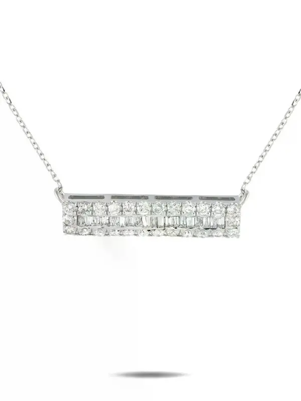 LB EXCLUSIVE 14k White Gold Diamond Bar Pendant Necklace - Silver
