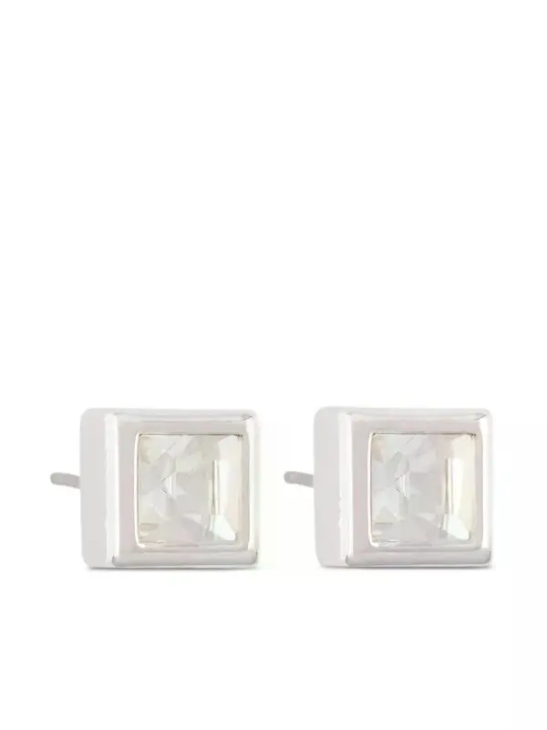 MONET 1980s Crystal Stud Earrings - Silver