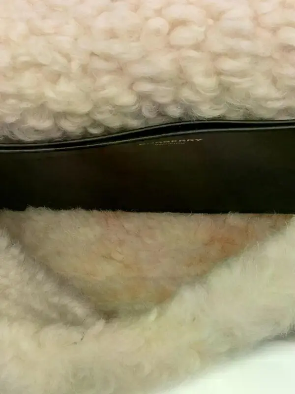 Burberry Small Shearling Trimmed Coated Canvas Lola Crossbody Bag