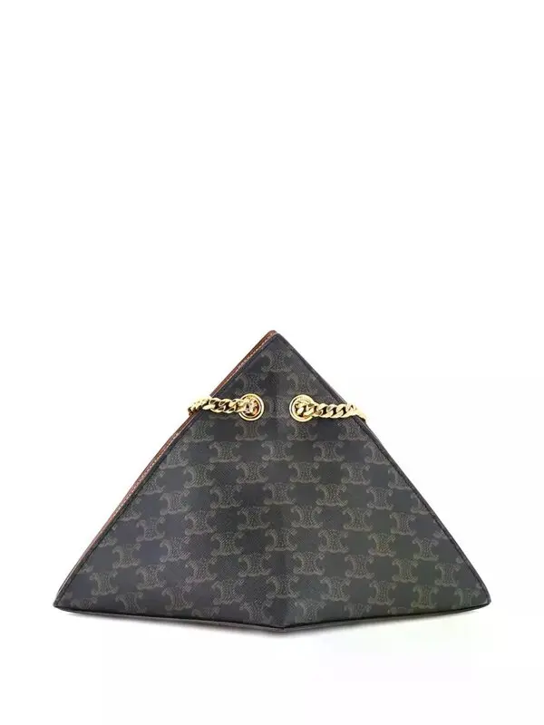 Celine Pyramid Chain Triomphe Coated Canvas Shoulder Bag