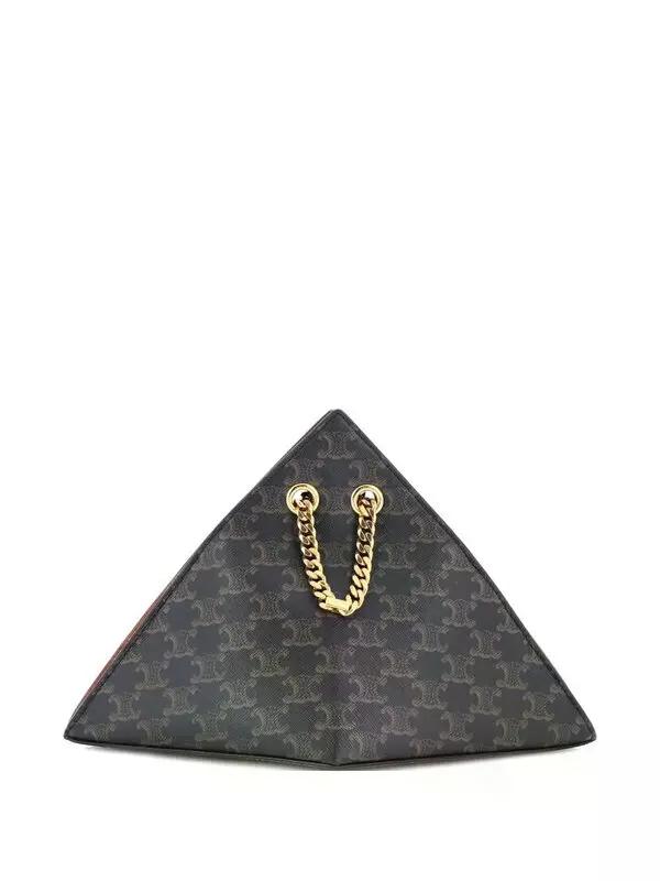Celine Pyramid Chain Triomphe Coated Canvas Shoulder Bag