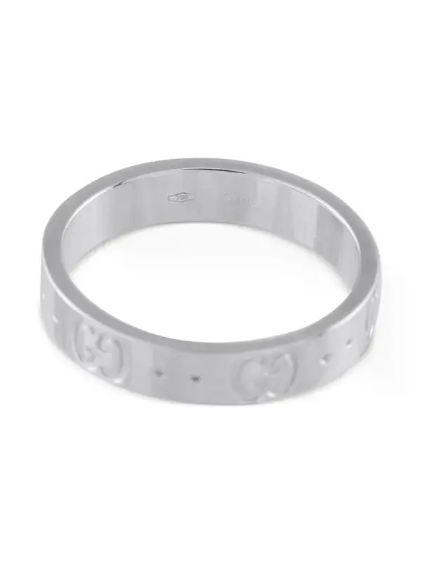 Gucci 18k White Gold Icon Band Ring - Silver