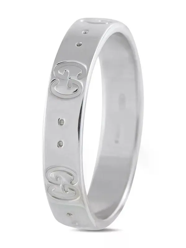 Gucci 18k White Gold Icon Band Ring - Silver