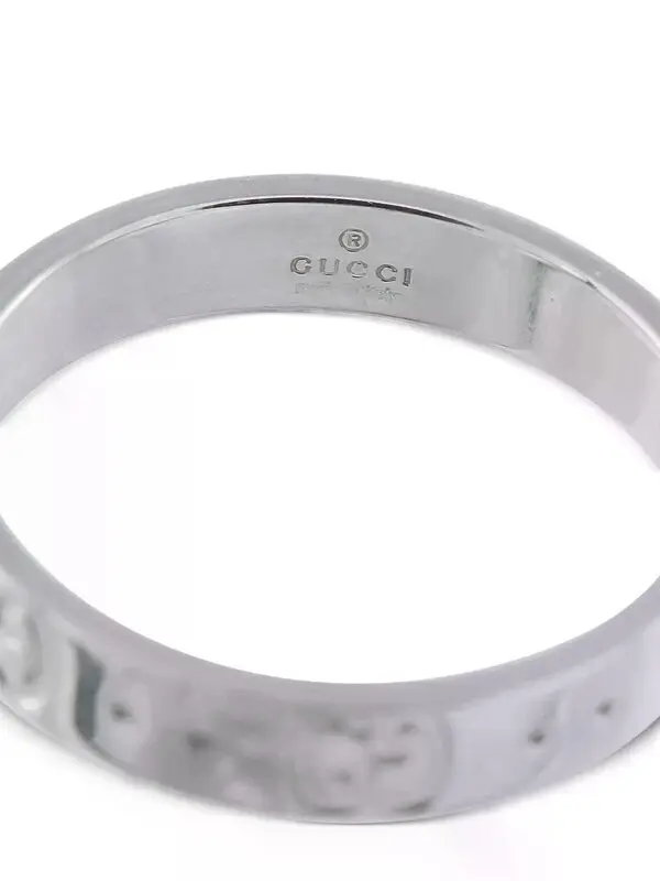 Gucci 18k White Gold Icon Band Ring - Silver