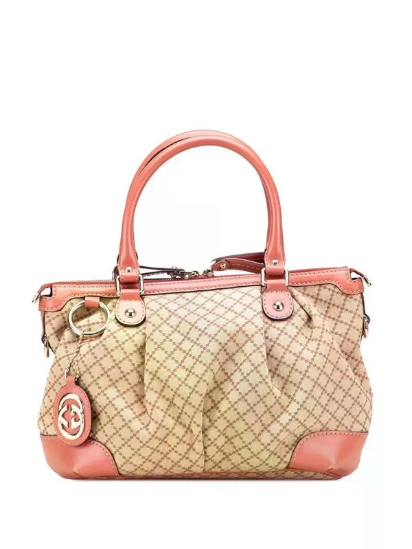 Gucci Diamante Canvas Sukey Satchel - Brown