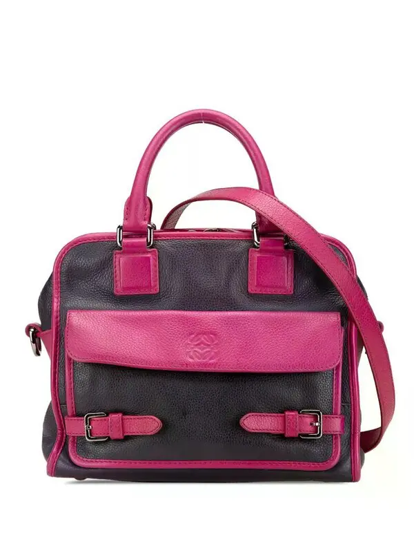 Loewe 2015 Grained Bicolor Calfskin Cruz Satchel