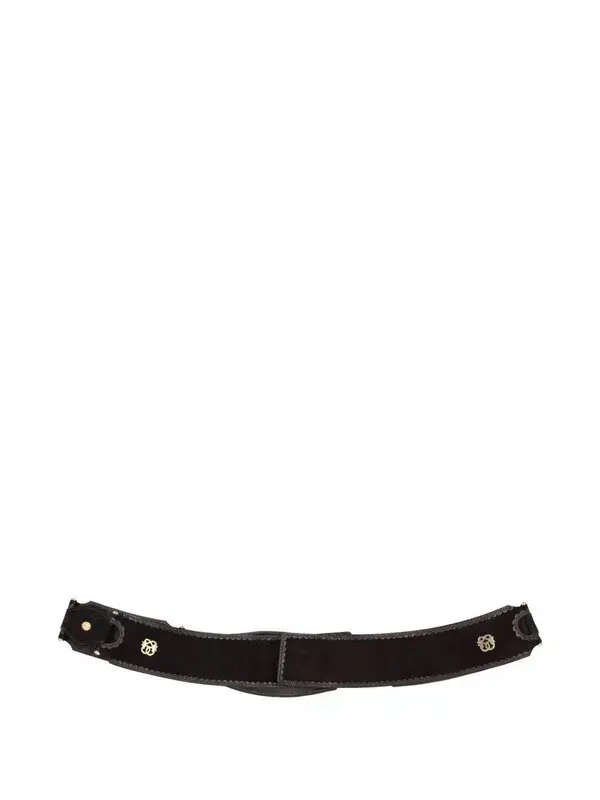 PIROVANO VINTAGE Leather Belt With Logo Plaque
