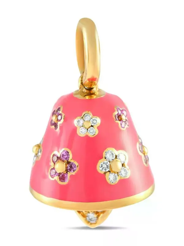 AARON BASHA 18k Yellow Diamond And Sapphire Bell Charm - Gold