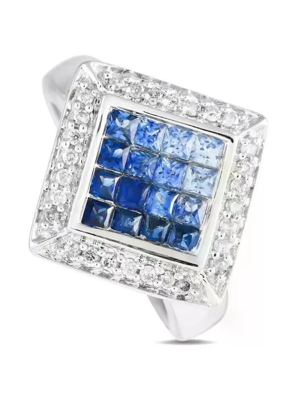 LB EXCLUSIVE 14k White Gold Sapphire And Diamond Ring - Silver