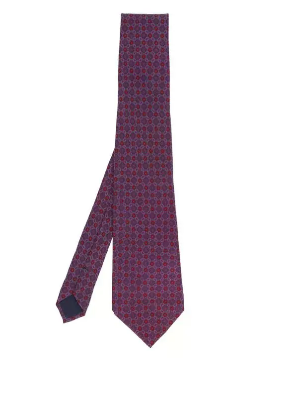 Balenciaga Patterned Silk Neck Tie - Purple