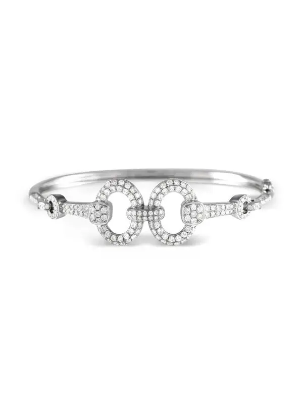 LB EXCLUSIVE 18k White Gold Horsebit Diamond Bangle - Silver
