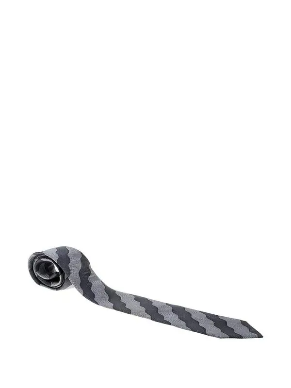 Giorgio Armani Wave-pattern Silk Neck Tie - Grey