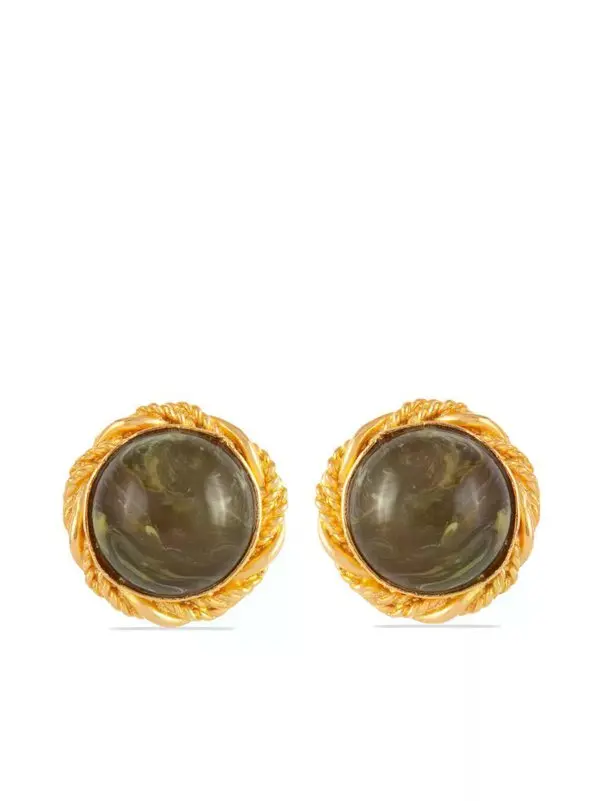 SUSAN CAPLAN 1980s Stone-embellished Clip-on Earrings - Gold